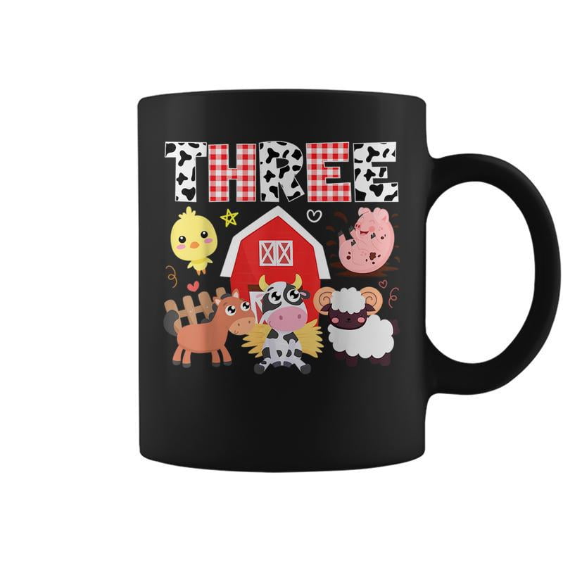 3Rd Birthday Three Year Farm Theme Animals Birthday Party Coffee Mugs ...