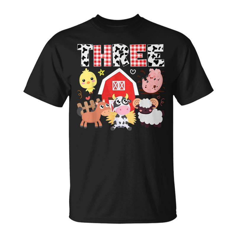 3Rd Birthday Three Year Farm Theme Animals Birthday Party TShirt ...