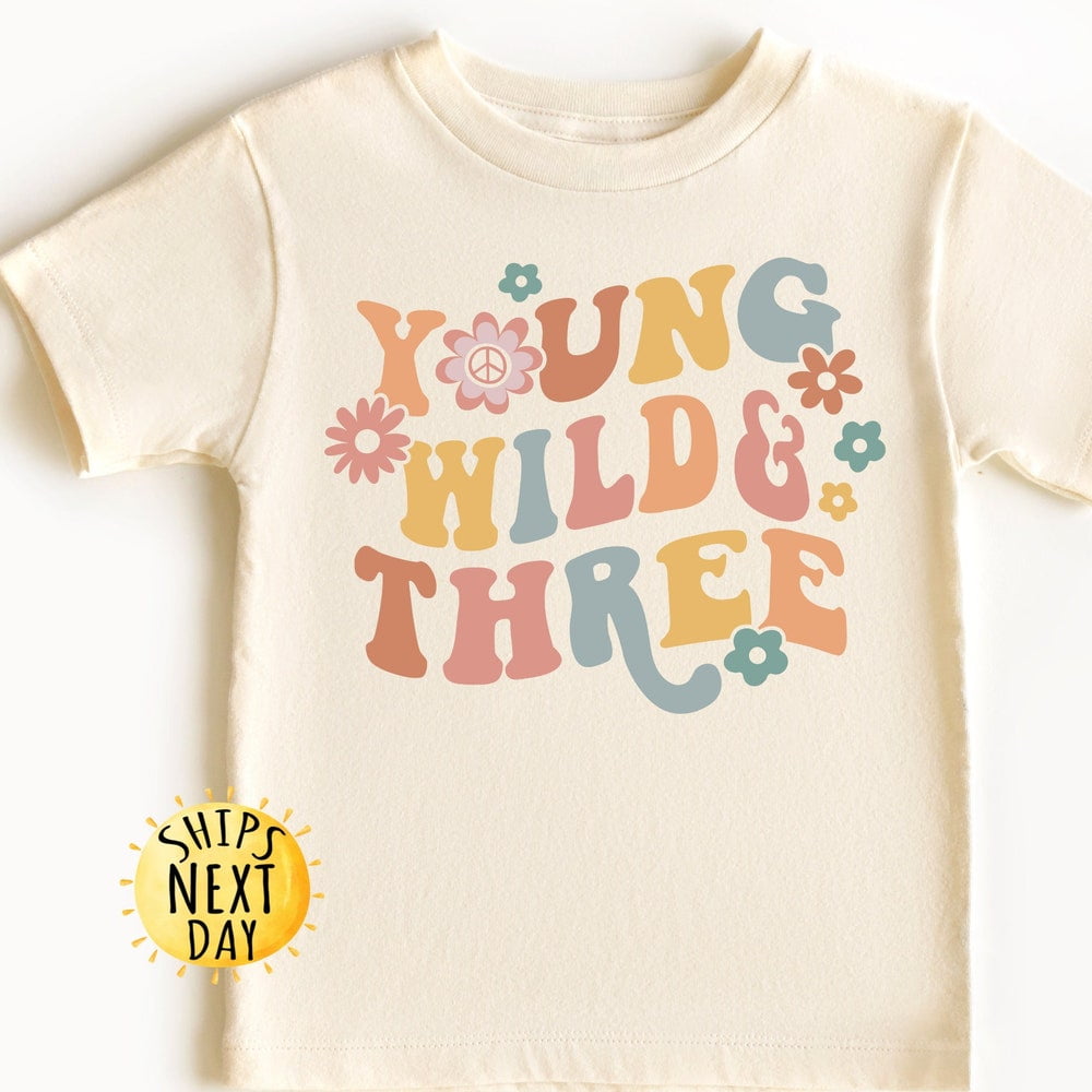 3Rd Birthday Toddler Shirt, Young Wild & Three Toddler Shirt, Kids Birthday Shirt, Birthday ...