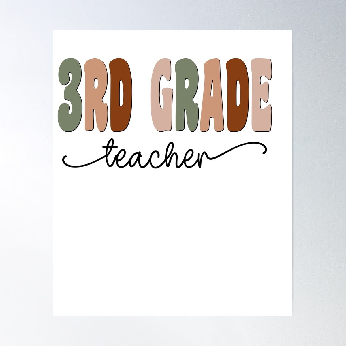 3Rd Grade Teacher Boho Retro Script Design Poster Wall Art, Modern Wall ...