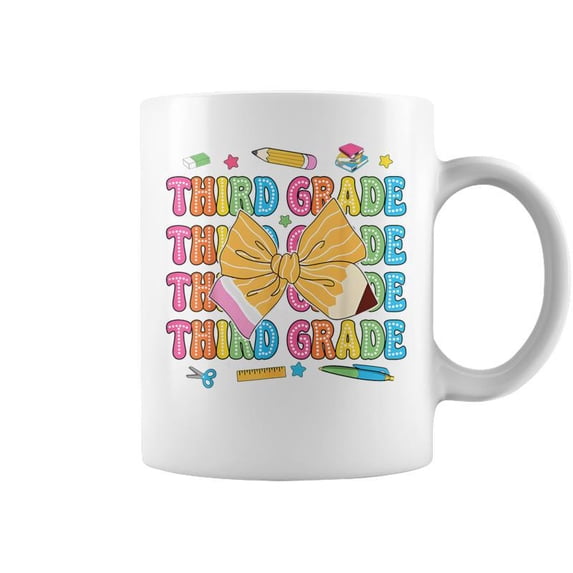 3Rd Grade Teacher Pencil Coquette Bow Back To School Coffee Mugs ...