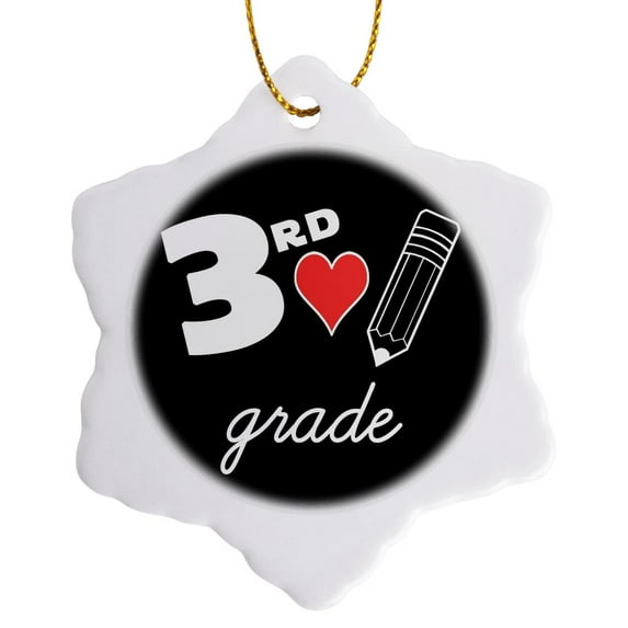 3drose, 3rd Grade with Clipart Red Heart and Pencil. White Lettering on ...