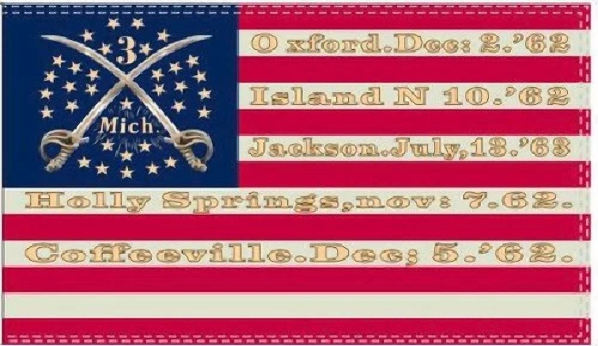 3Rd Michigan Cavalry 1863 Union Cavalry 3'X5' Feet 100D Flag Rough Tex ...