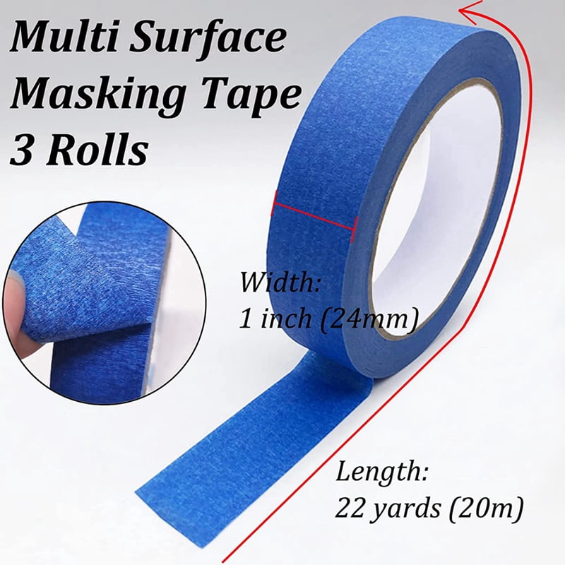 3Rolls Blue Painters Tape,Multi- Medium Adhesive Paint Tape, Safe Wall ...