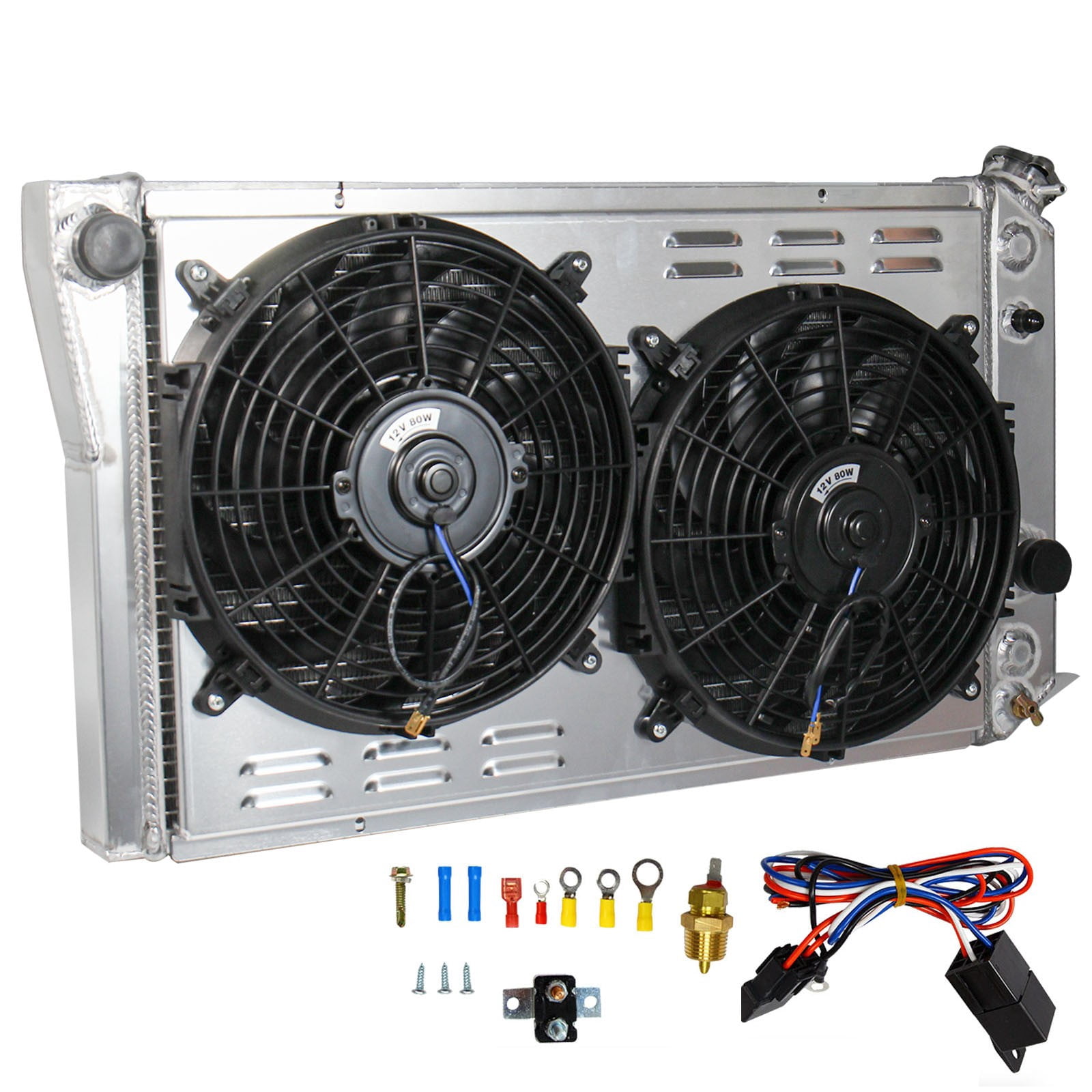 3Row Aluminum Radiator Shroud Fan Thermostat Relay For 1984-1990 ...