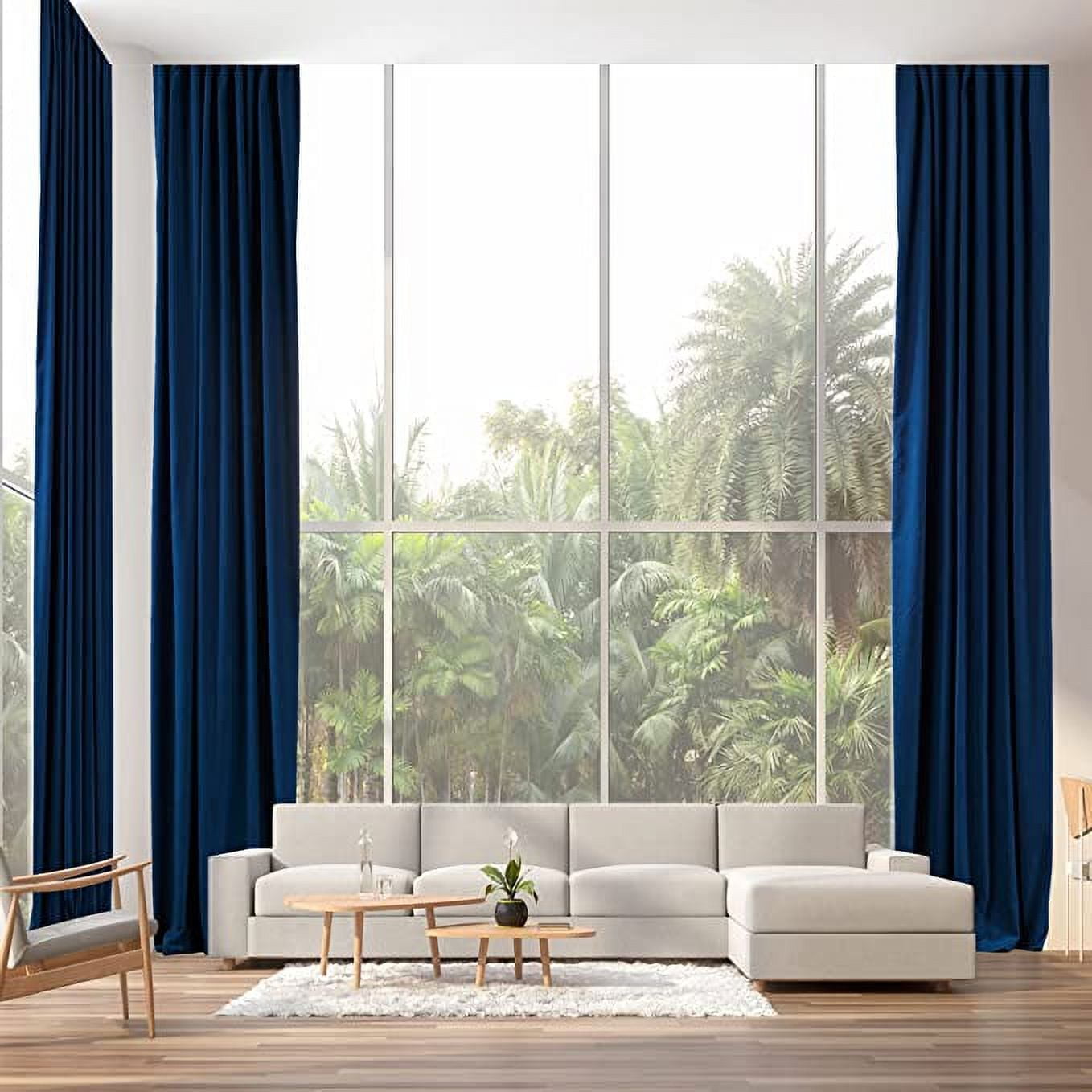 3S Brother's Faux Velvet Navy Blue Curtain Drapes, Extra Long, Custom ...