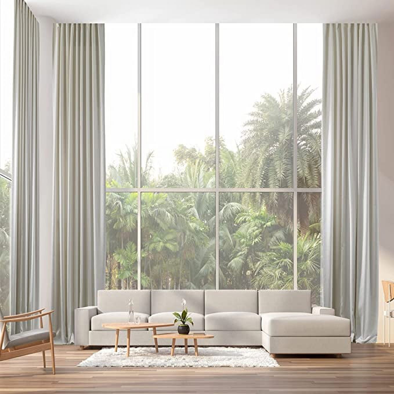 3S Brother's Extra Long Room Darkening 180" Length Faux Velvet White ...