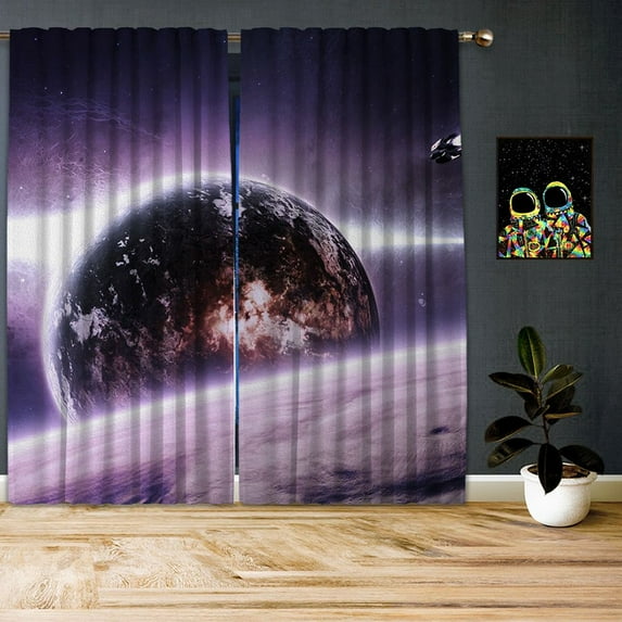 3S Brother's Interplanetary Voyage Galaxy Theme Room Darkering Curtains ...
