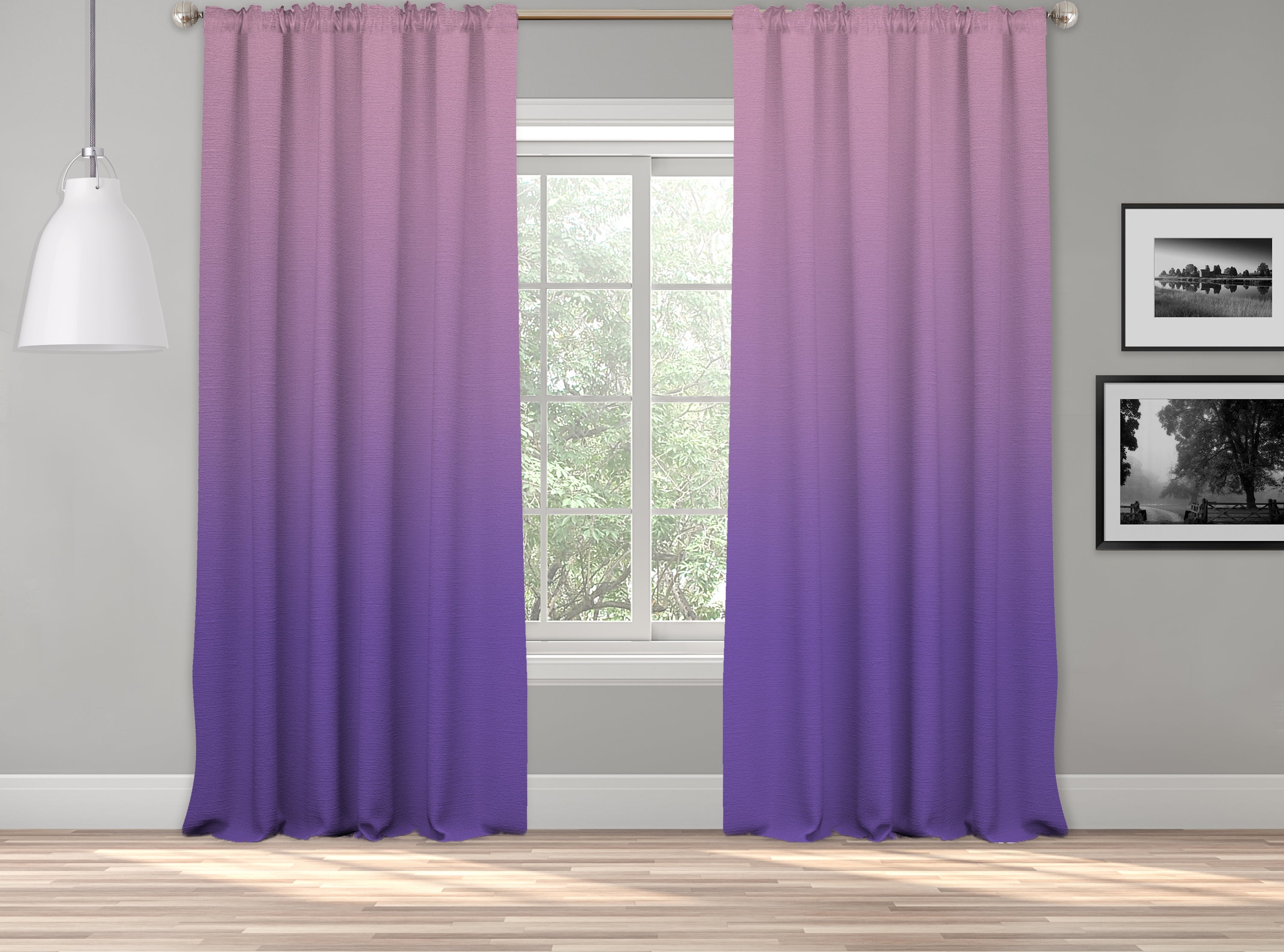 3S Brother's Ombre Gradient Window Curtains Extra Long Dip Dye Curtain ...