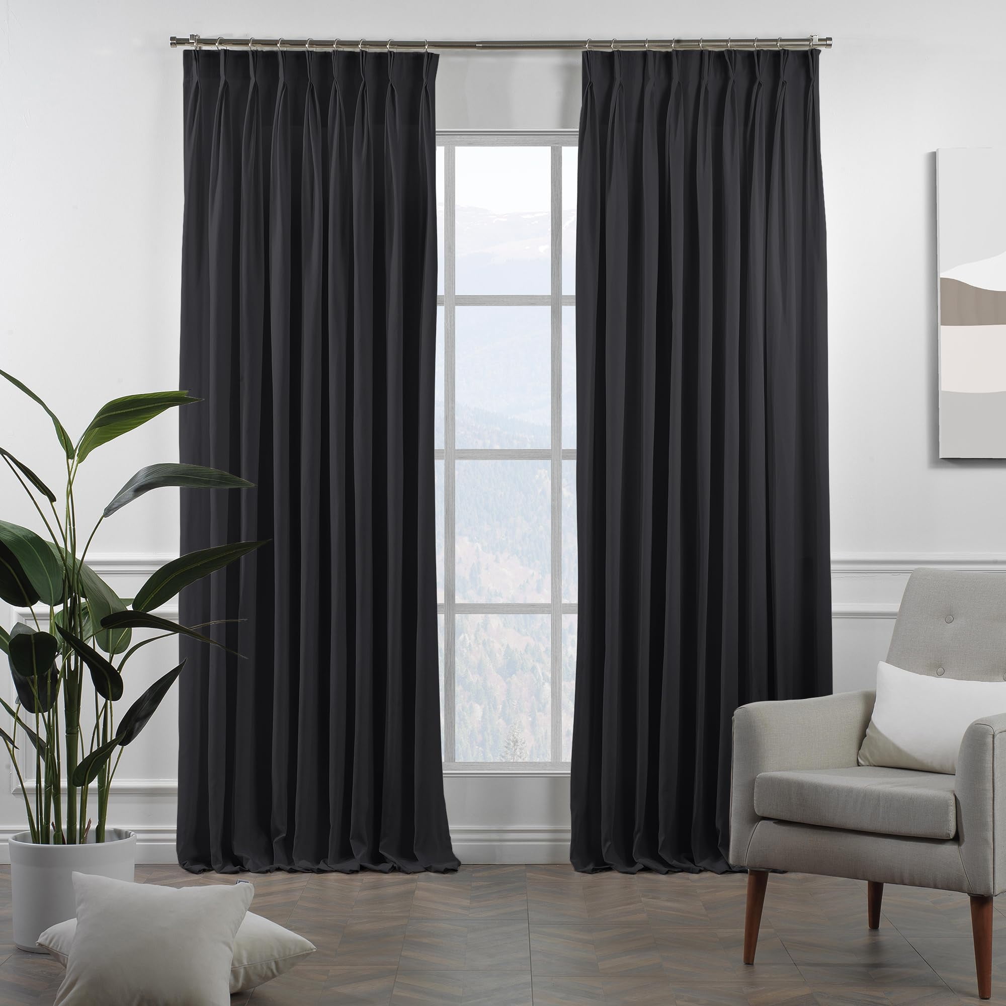 3S Brother's Pinch Pleated Linen Texture Drapes Home Décor Single Panel ...