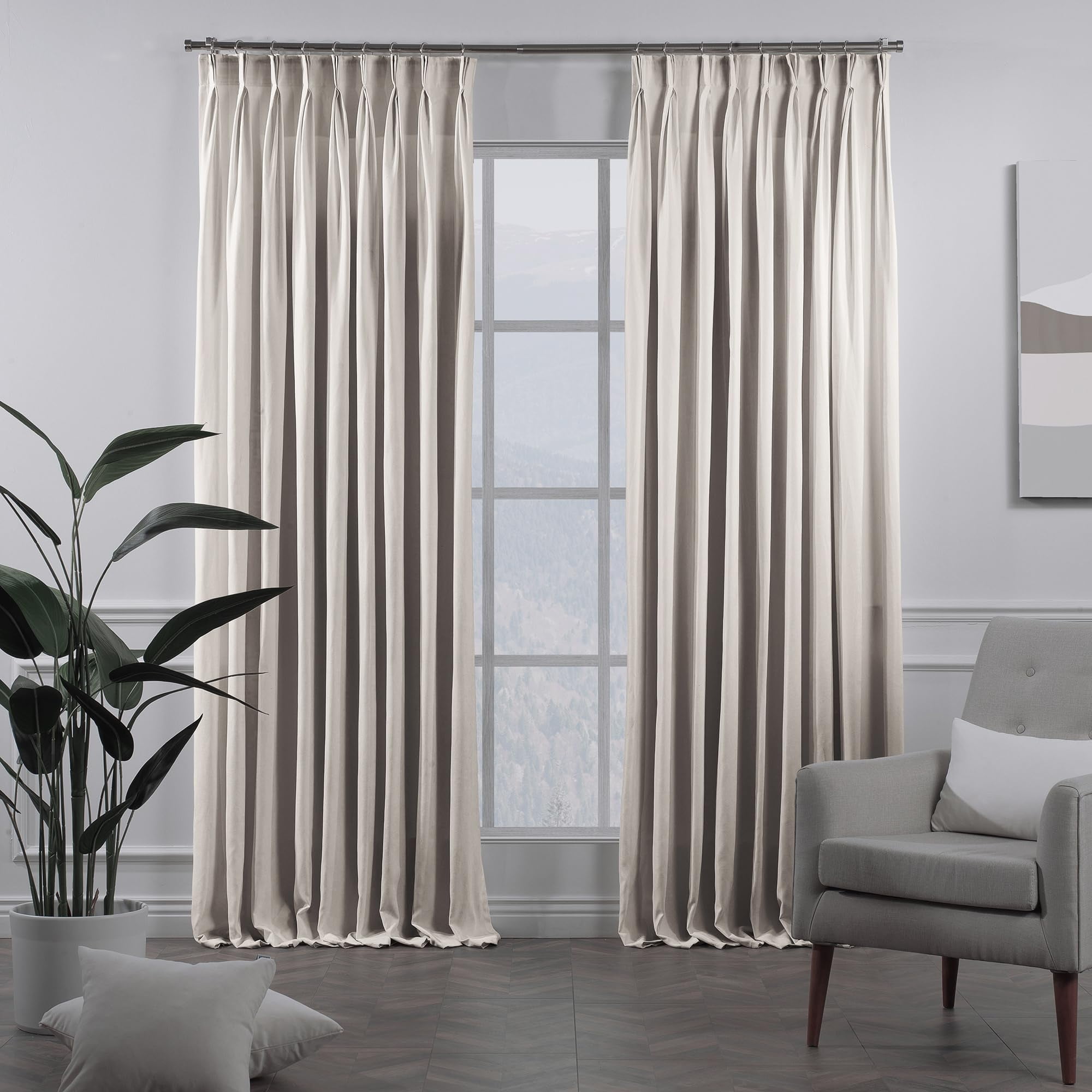 3S Brother's Pinch Pleated Linen Texture Drapes Home Décor Single Panel ...