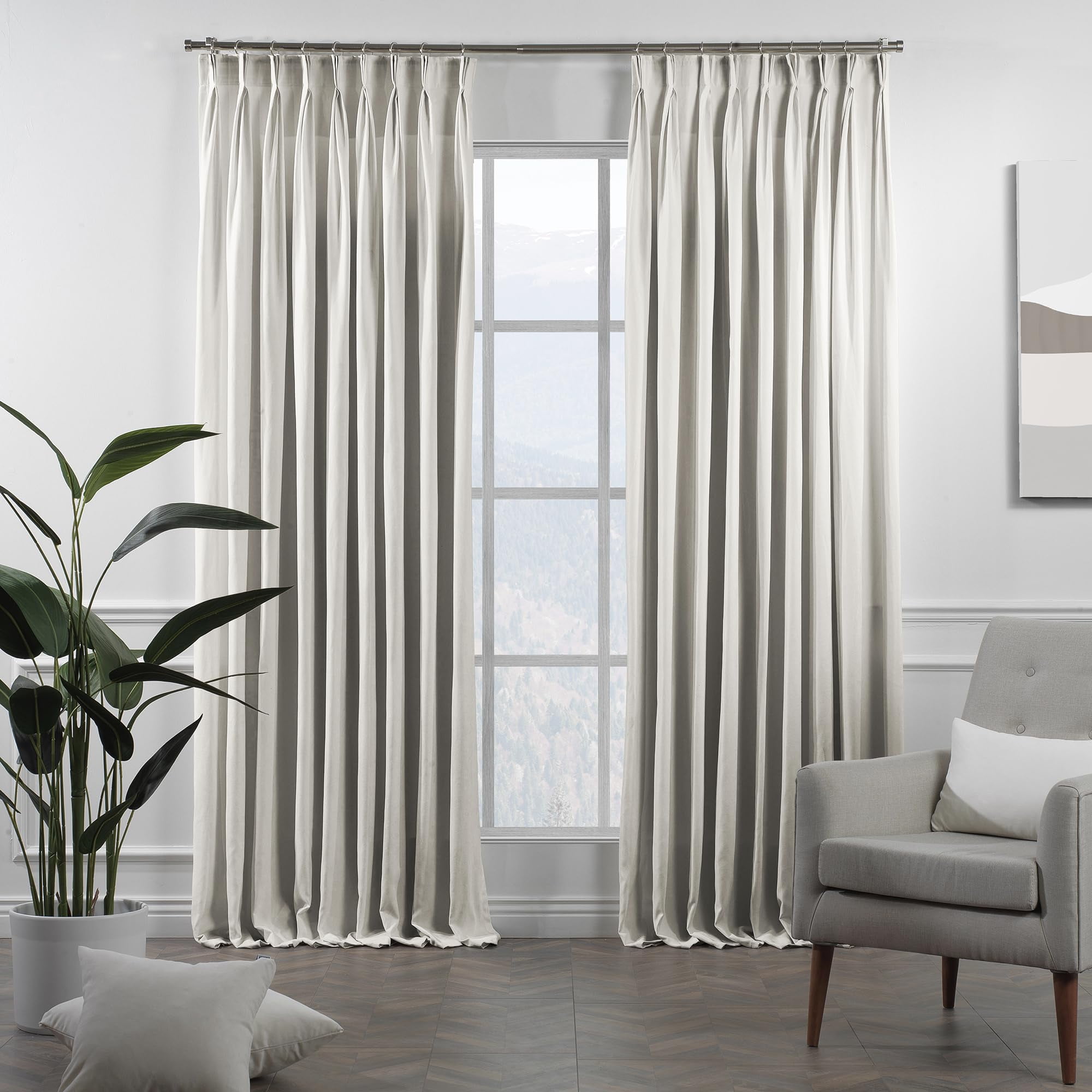 3S Brother's Pinch Pleated Linen Texture Drapes Home Décor Single Panel ...