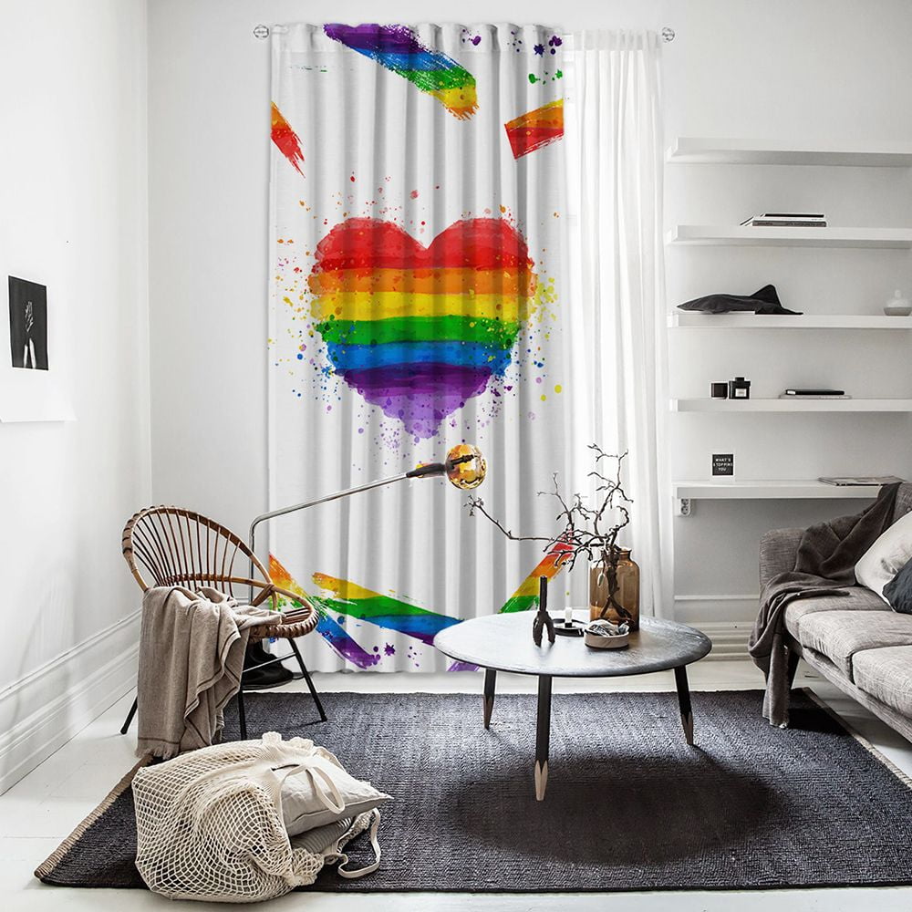 3S Brother's Pride Curtains Rainbow Heart Colored LGBTQ Flag of Gay ...