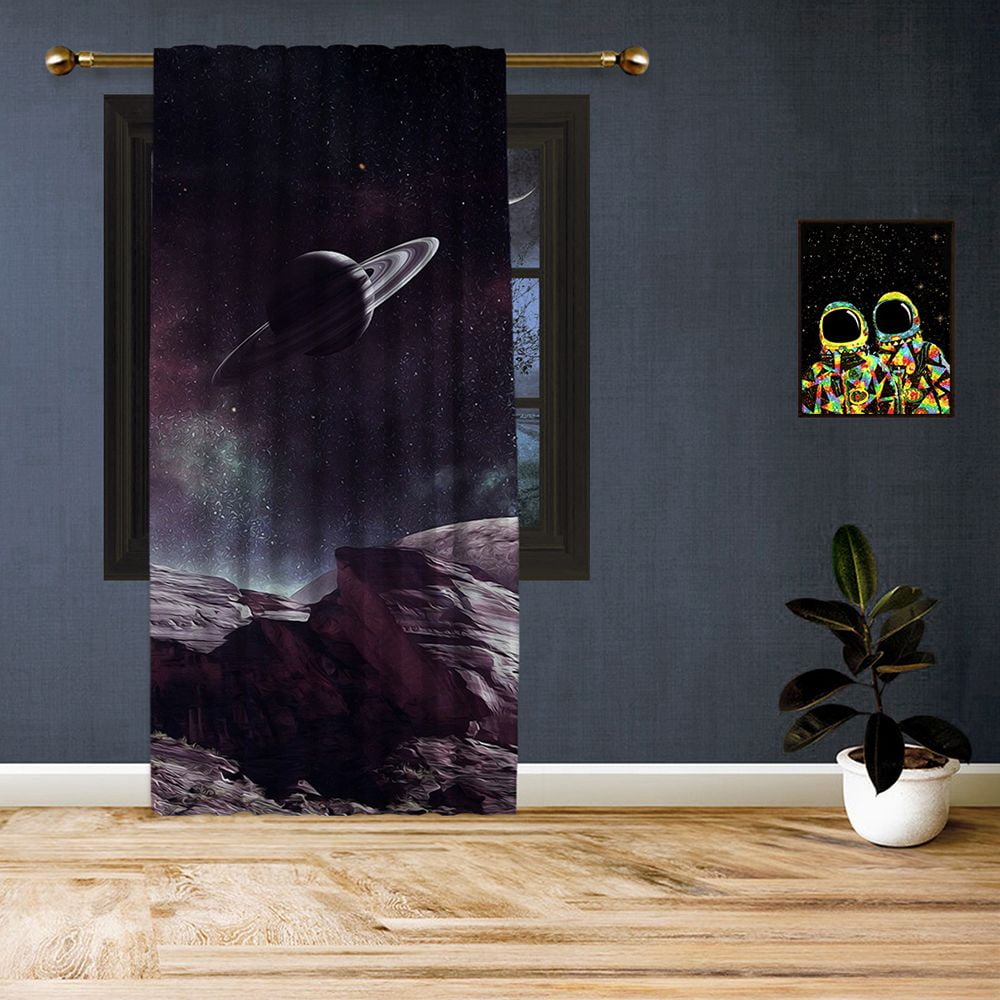 3S Brother's Saturn Galaxy Theme Room Darkering Curtains Space-X ...