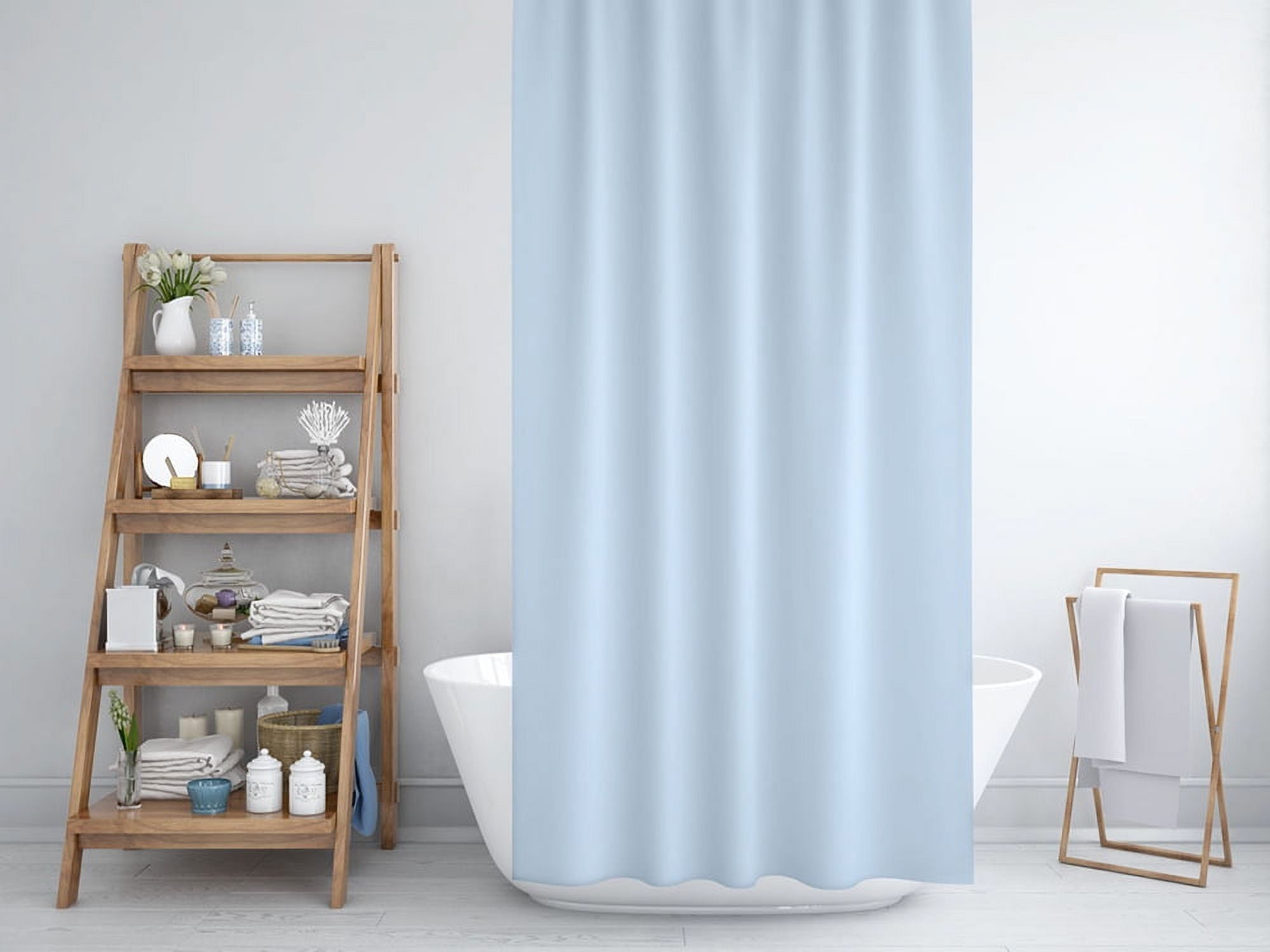 3S Brother's Solid Baby Blue Shower Curtain Single Panel for Bathroom ...
