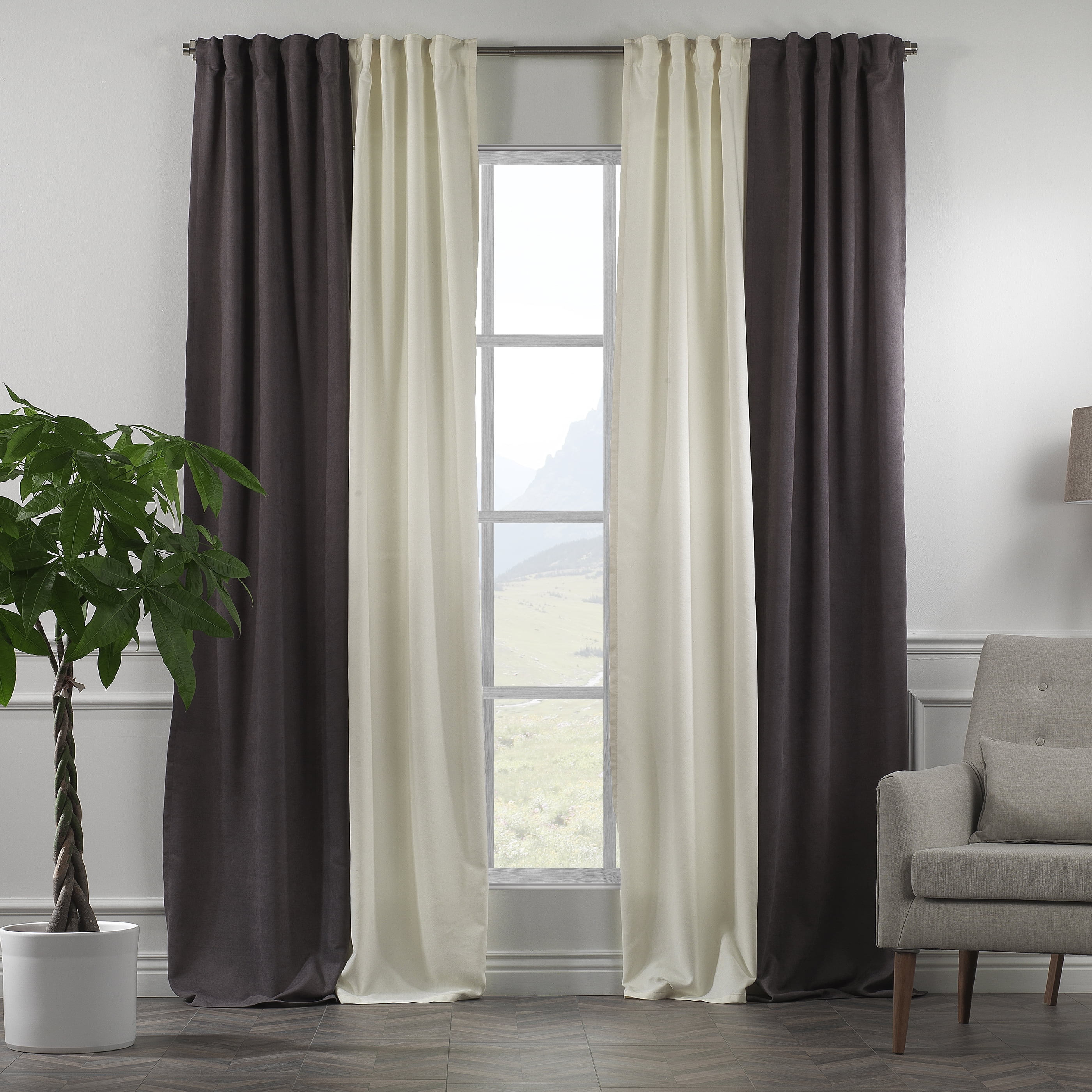 3S Brother's Solid Combined Mix and Match 4 Panels Curtains with 2 ...