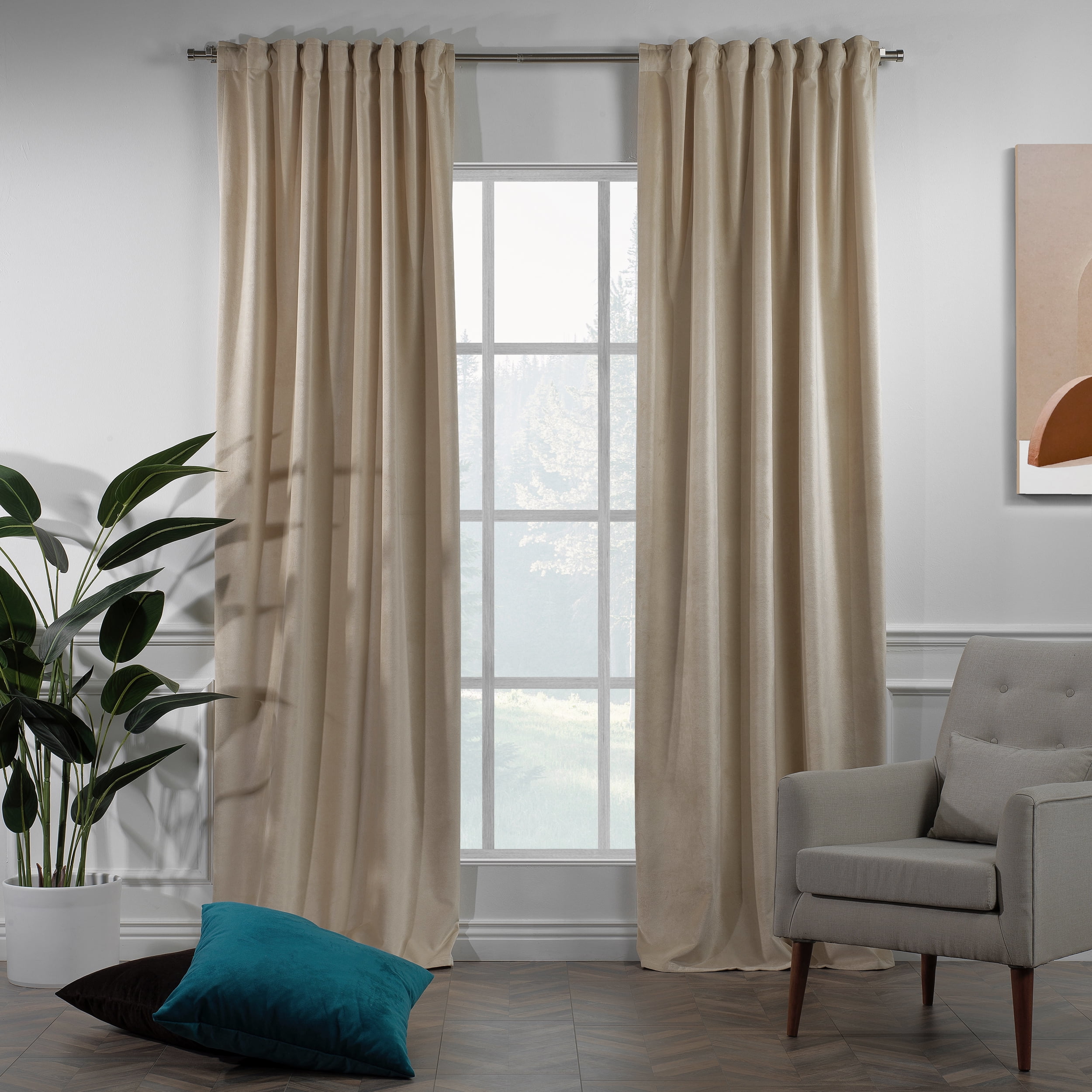 3S Brother's Solid Luxury Matte Velvet Soft Curtains Set of 2 Panels ...