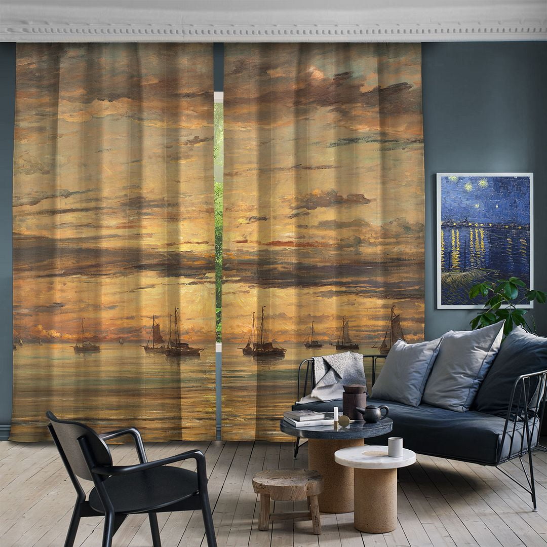 3S Brother's World Classic Art Masterpiece Curtain Series Sunset at ...