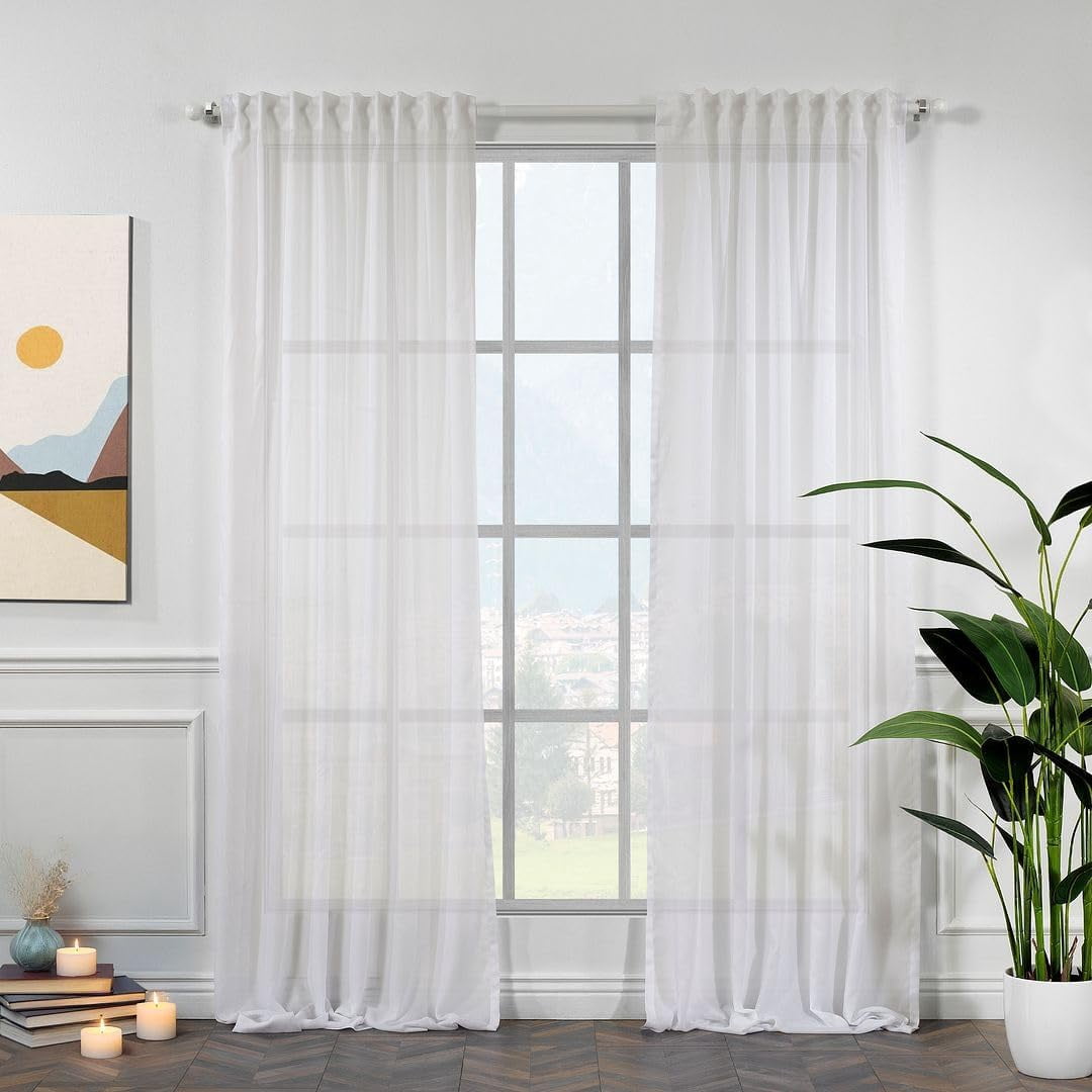 3S Brothers Decorative Faux Crep Chiffon Semi Sheer Single Panel ...
