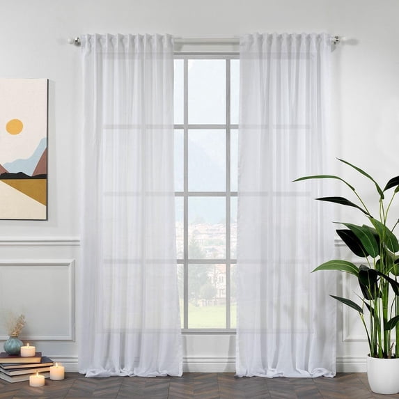 3S Brothers Decorative Faux Crep Chiffon Semi Sheer Single Panel ...