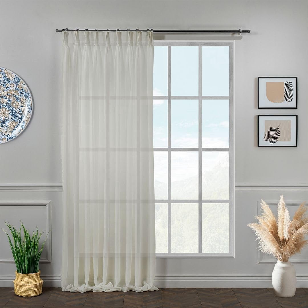3S Brothers Decorative Faux Crep Chiffon Semi Sheer Single Panel ...