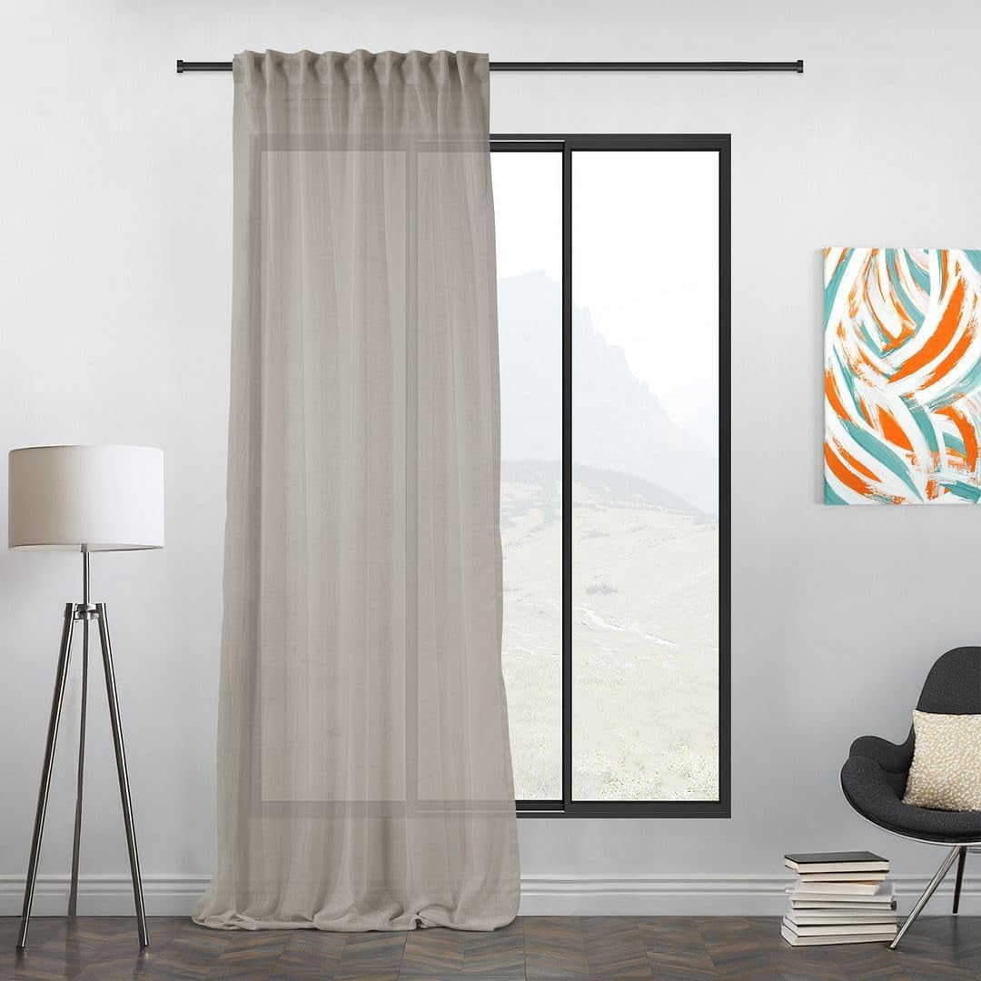 3S Brothers Decorative Faux Linen Semi Sheer Single Panel Hanging Style ...
