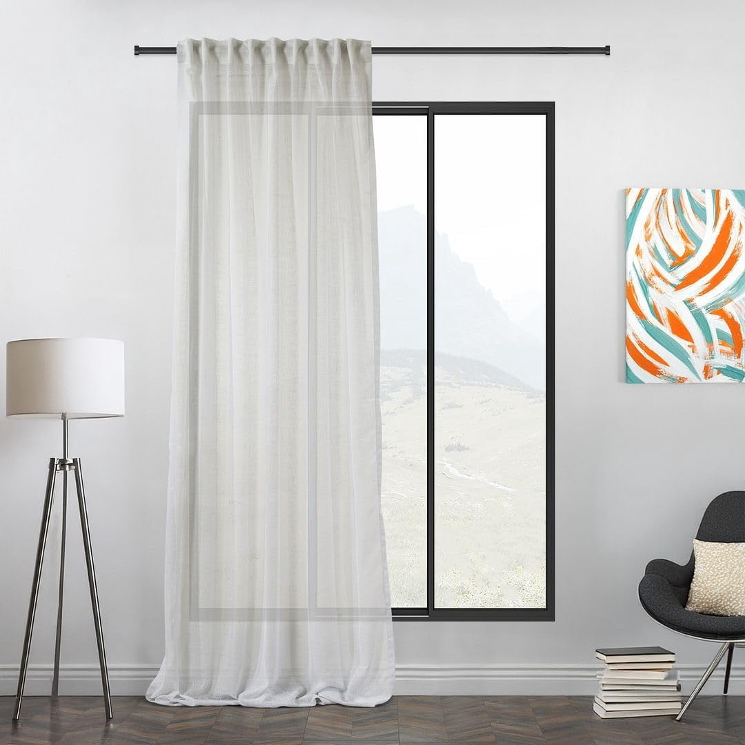 3S Brothers Decorative Faux Linen Semi Sheer Single Panel Hanging Style ...