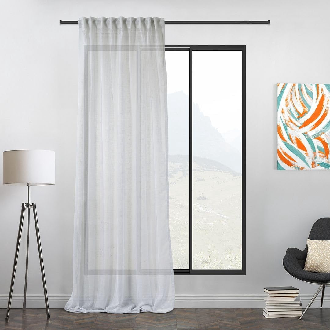 3S Brothers Decorative Faux Linen Semi Sheer Single Panel Hanging Style ...