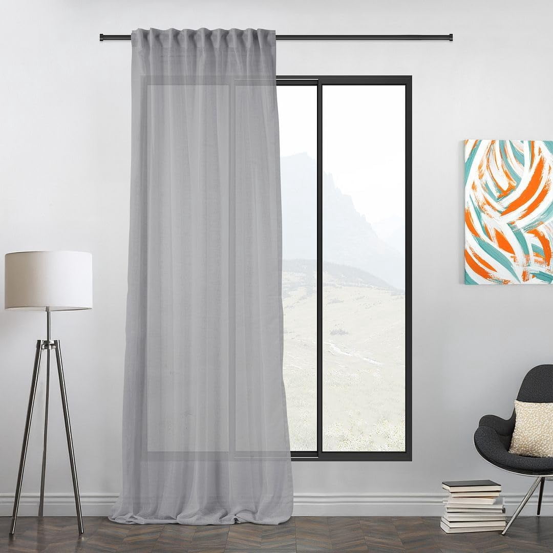 3S Brothers Decorative Faux Linen Semi Sheer Single Panel Hanging Style ...