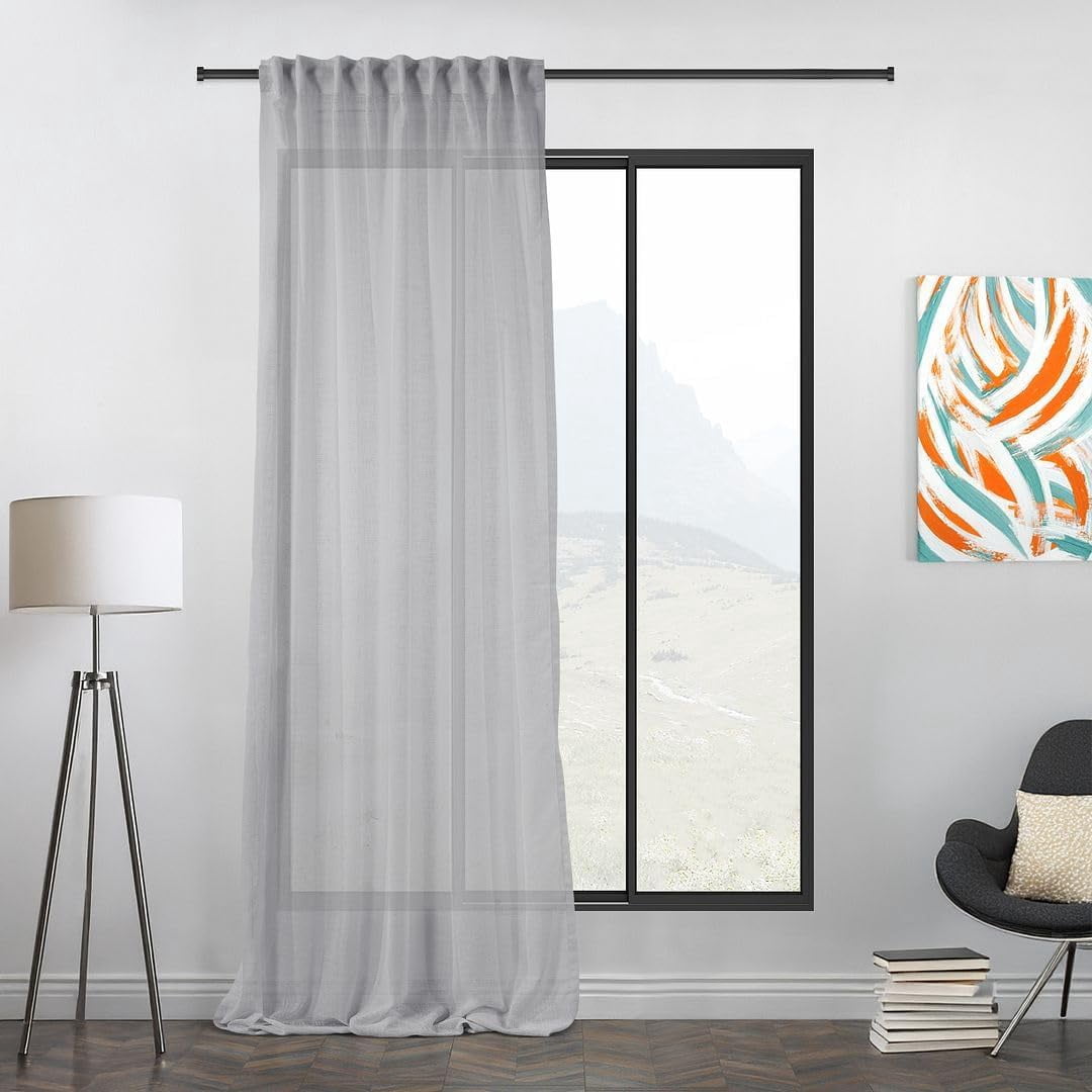 3S Brothers Decorative Faux Linen Semi Sheer Single Panel Hanging Style ...