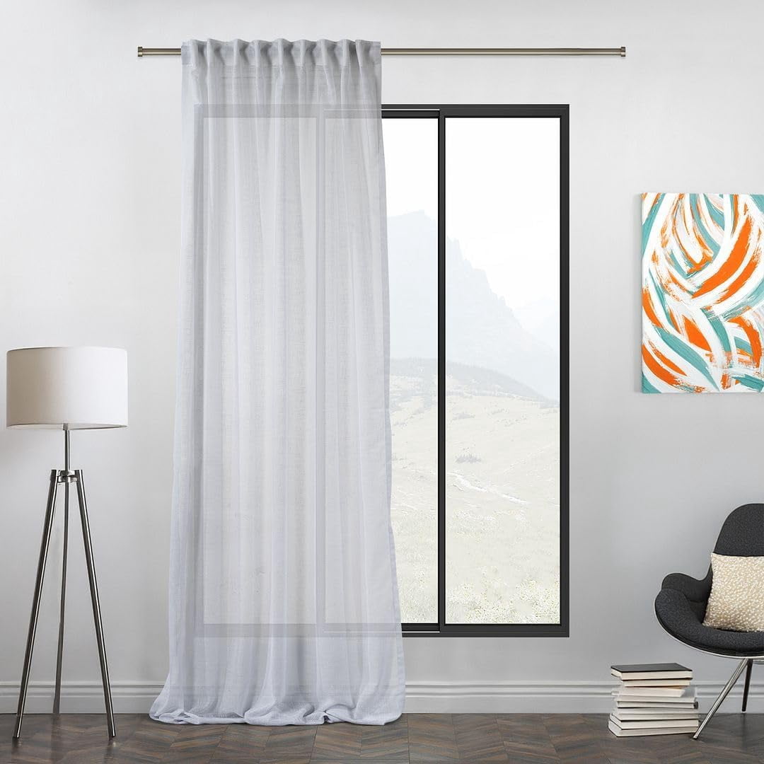 3S Brothers Decorative Faux Linen Semi Sheer Single Panel Hanging Style ...