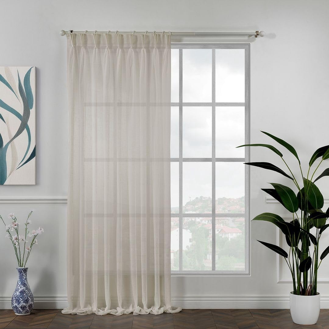 3S Brothers Decorative Faux Linen Semi Sheer Single Panel Hanging Style ...