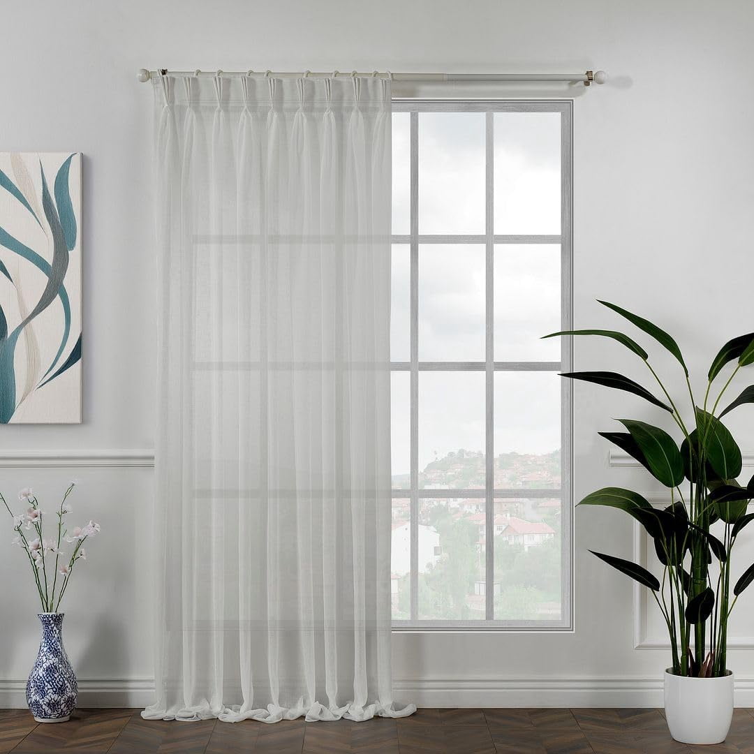 3S Brothers Decorative Faux Linen Semi Sheer Single Panel Hanging Style ...