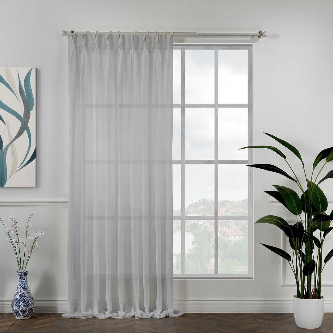 3S Brothers Decorative Faux Linen Semi Sheer Single Panel Hanging Style ...