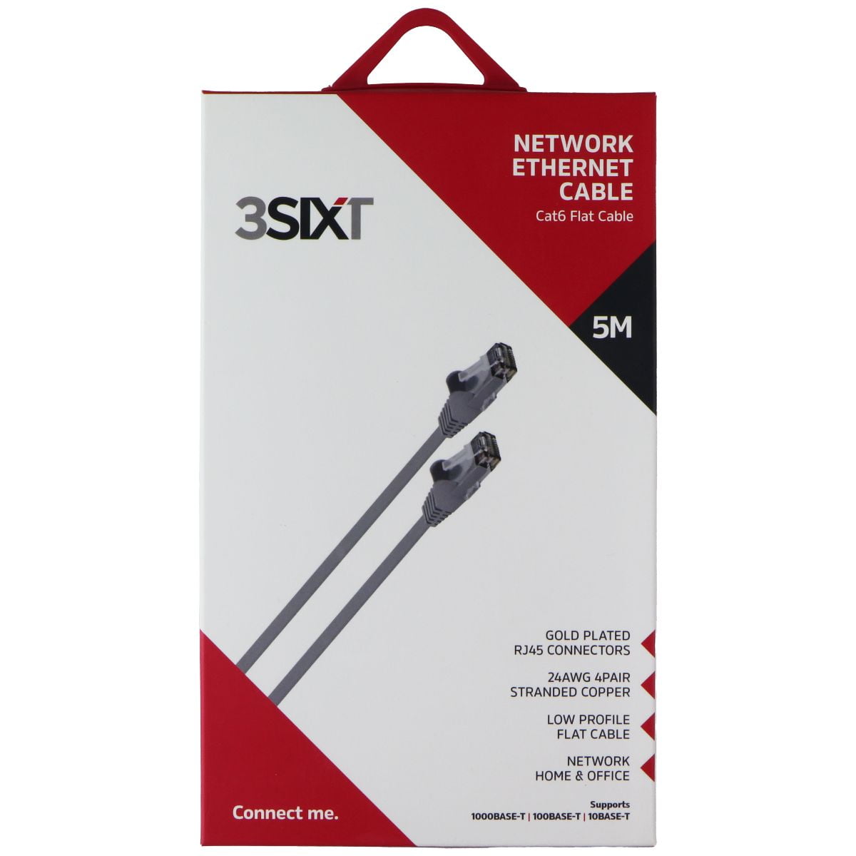 3SIXT (5M) Network Ethernet Cable Cat6 Flat Cable - Gray - Walmart.com