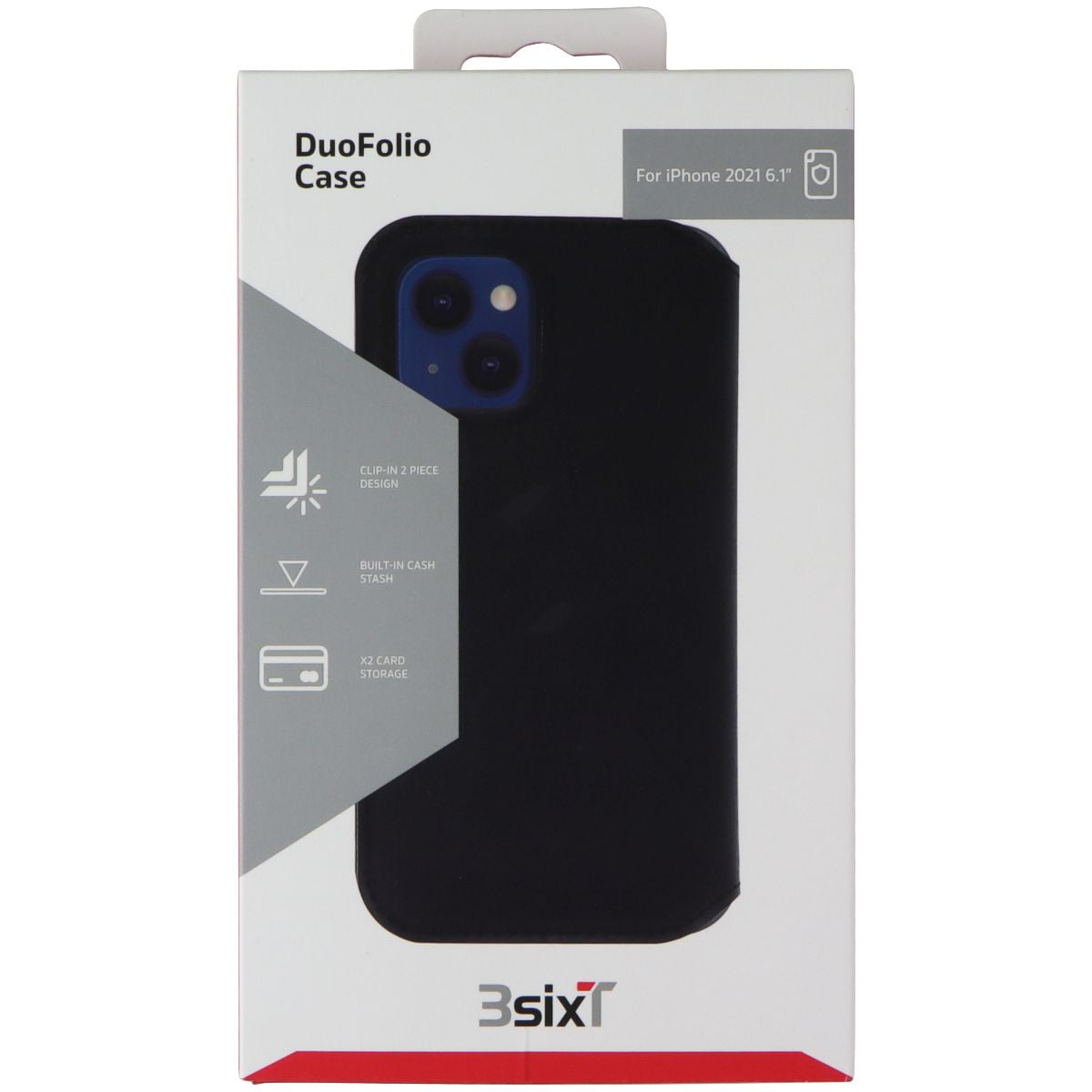 3SIXT DuoFolio Wallet Case for Apple iPhone 13 - Black - Walmart.com