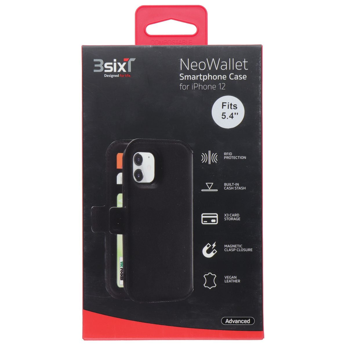 3SIXT NeoWallet Advanced Series Case for Apple iPhone 12 Mini (5.4-inch ...