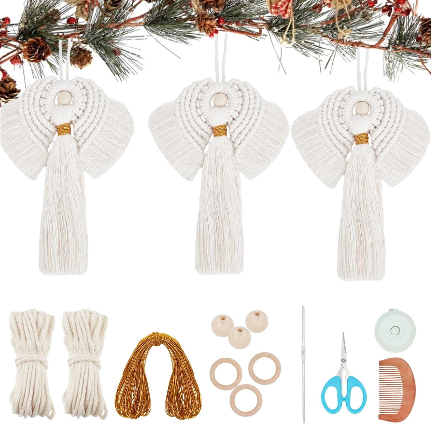 3Set DIY Macrame Angel Kit Macrame Angel Kit Macrame Hanging Ornament ...