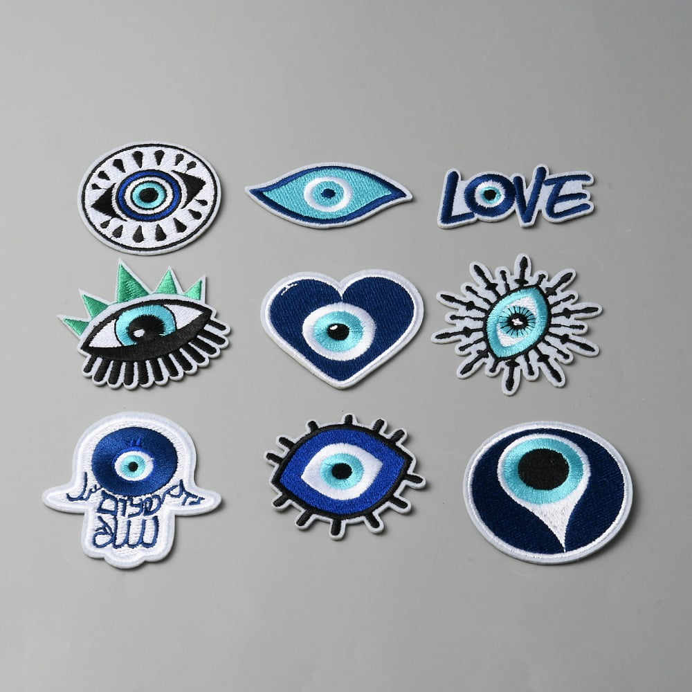 3Set Evil Eye Theme Patch Computerized Embroidery Cloth Iron on/Sew on ...