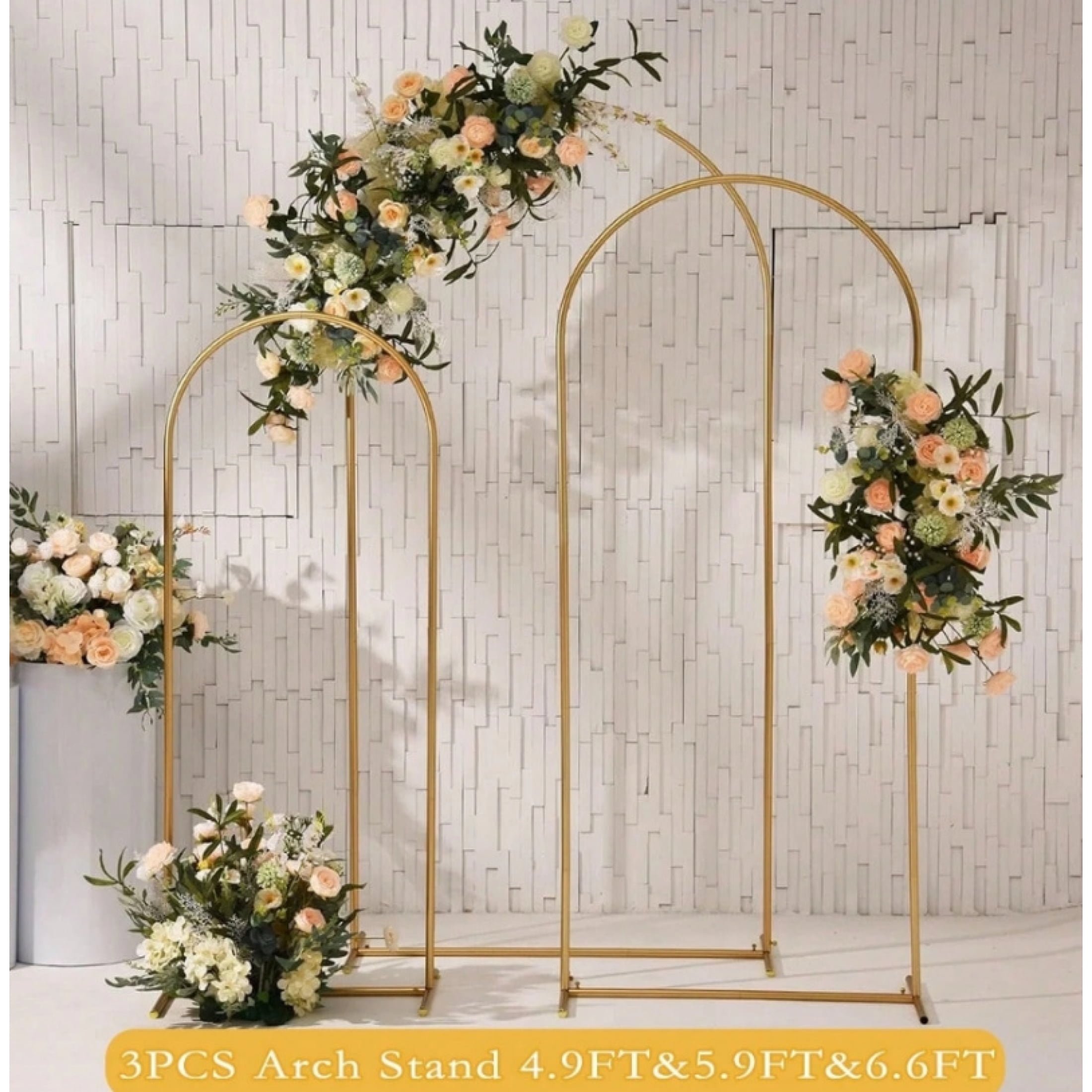 3Set Metal Arch Backdrop Stand , Gold Arch Stand Wedding Arch Frame (6 ...