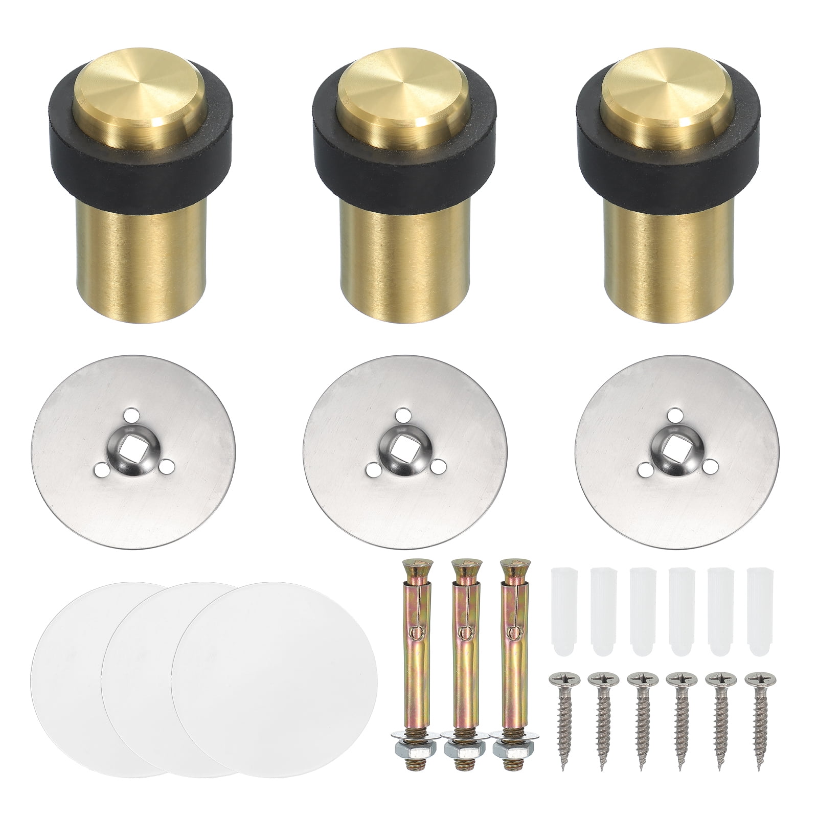 3Set Round Door Stoppers, 60mm Stainless Steel Door Stop Doorstop Wedge ...