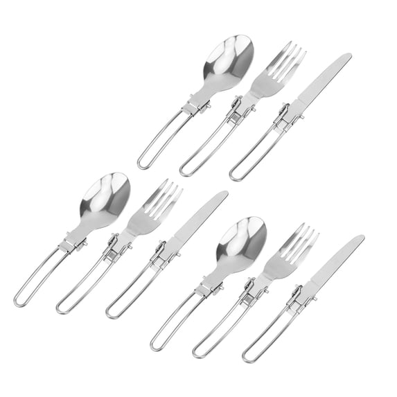 3Set Stainless Steel Portable Folding Cutlery Spoon Fork Knife Set ...
