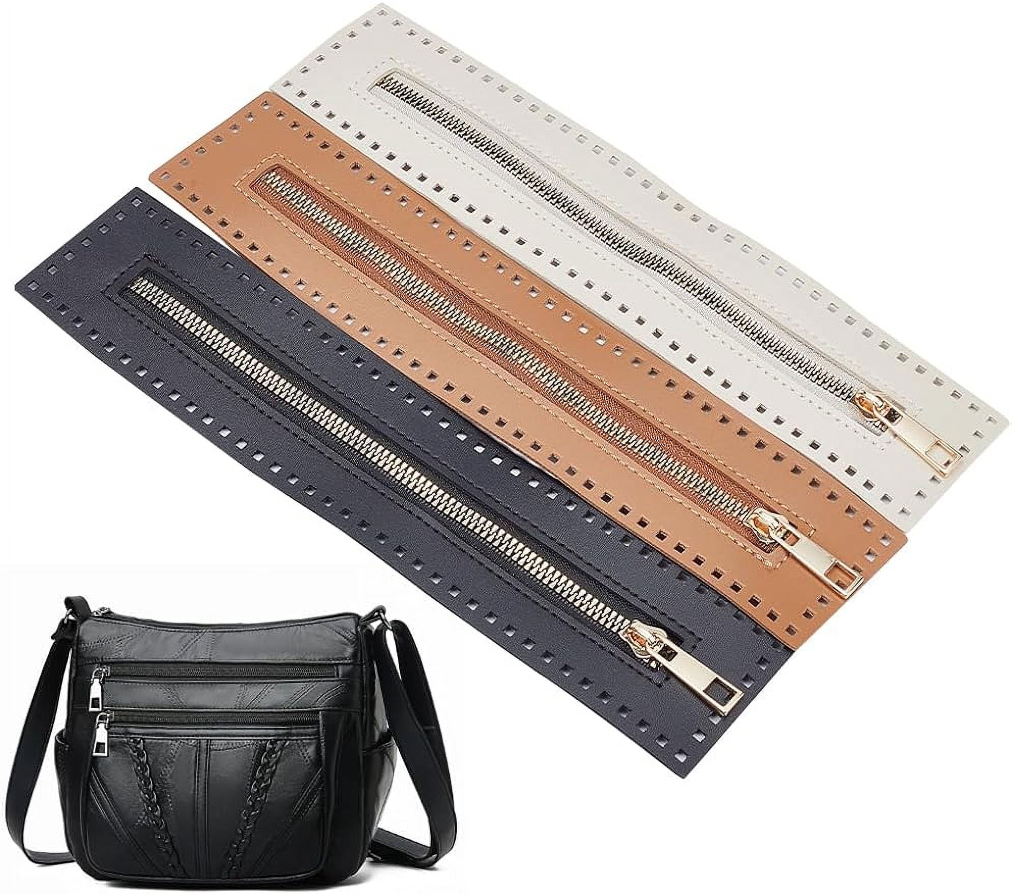 3Sets PU Leather Zipper for Sewing 27cm Length Handbag Metal Separating ...