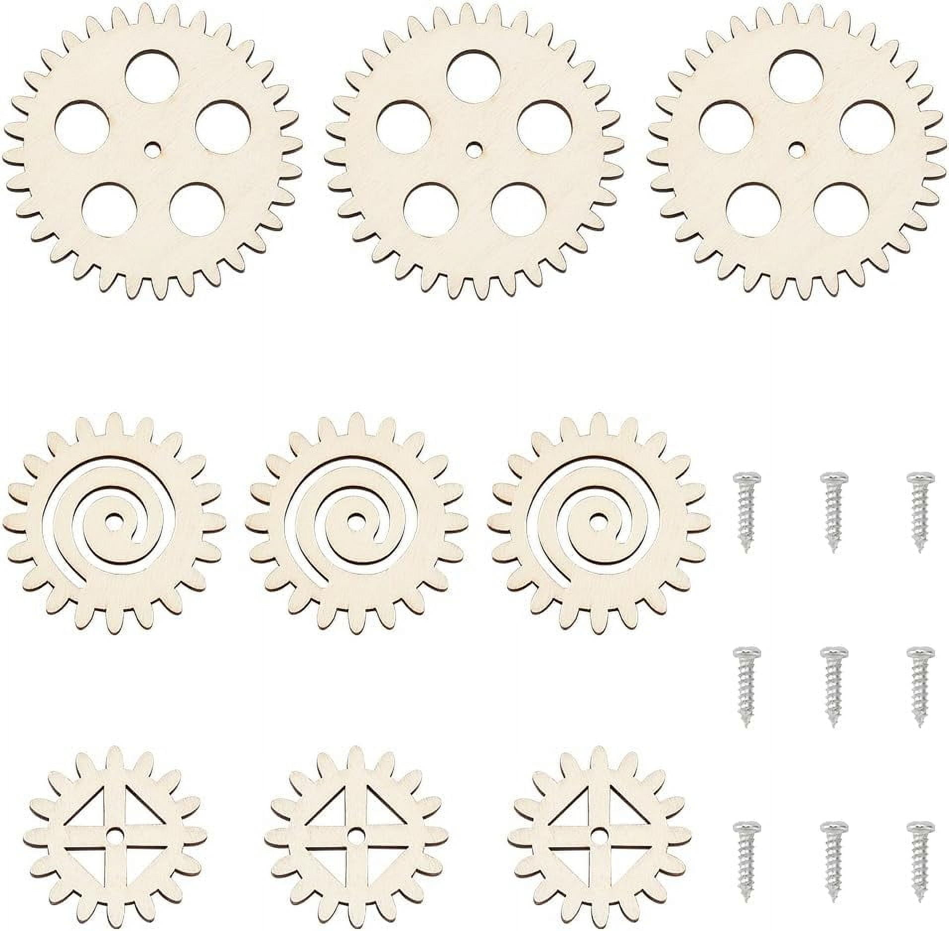 3Sets Unfinished Wood Gear Sets Blank Wood Slices with Screws Gear ...