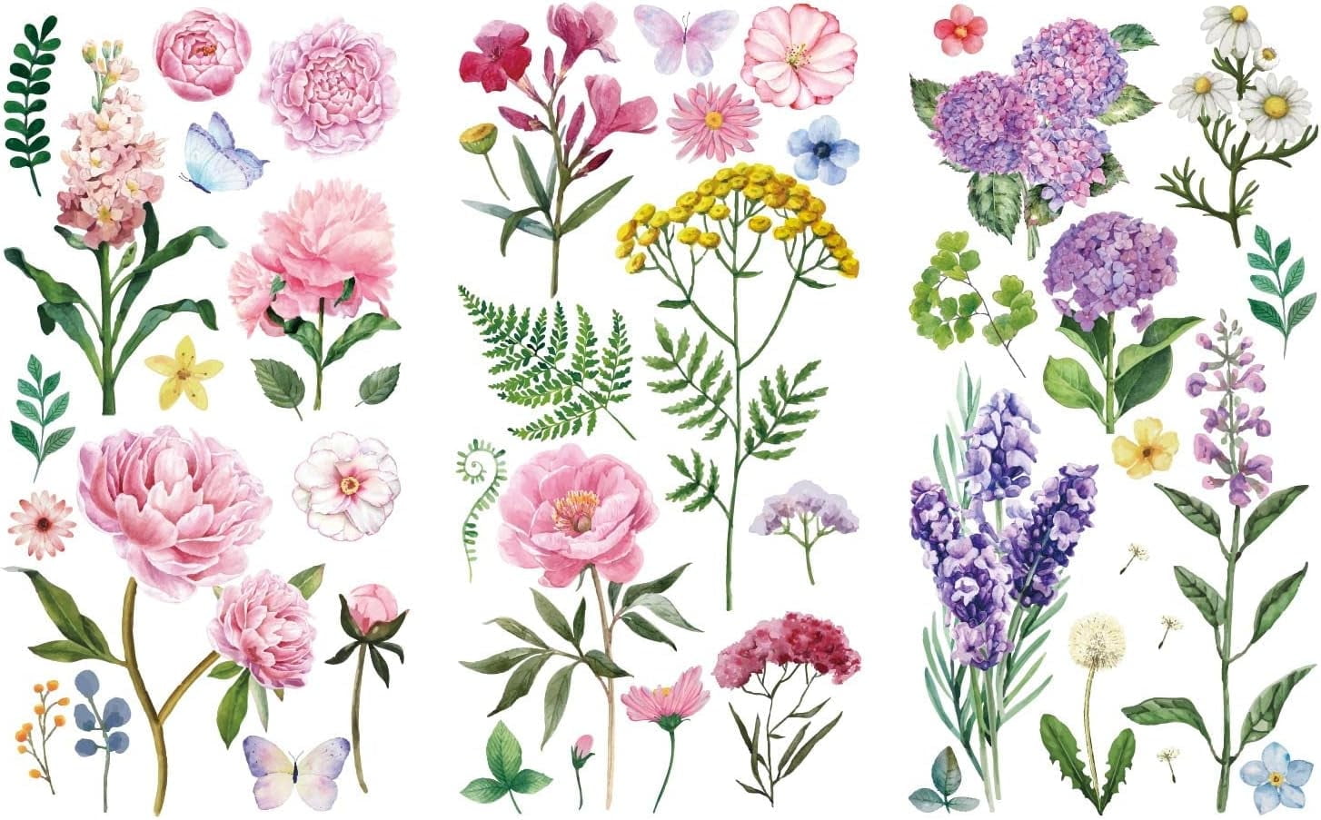 3Sheets 3Styles PVC Waterproof Decorative Stickers Self Adhesive Decals ...