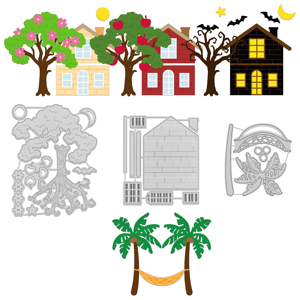 3Sheets Cozy House Die-Cuts Set Trees Cutting Dies for DIY Scrapbooking ...