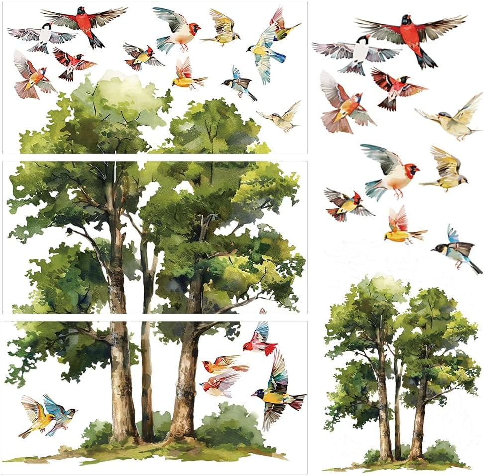 3Sheets Tree Rub on Transfers for Crafts and Furniture 12×6inch Birds ...