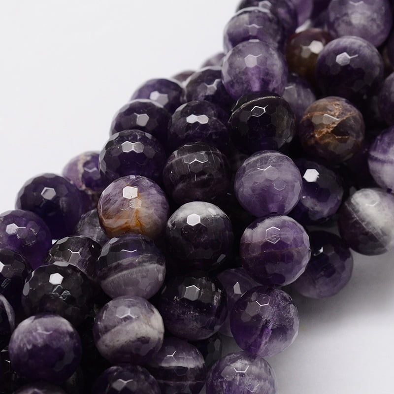 3Strand Faceted Round Natural Chevron Amethyst Bead Strands 10mm Hole ...