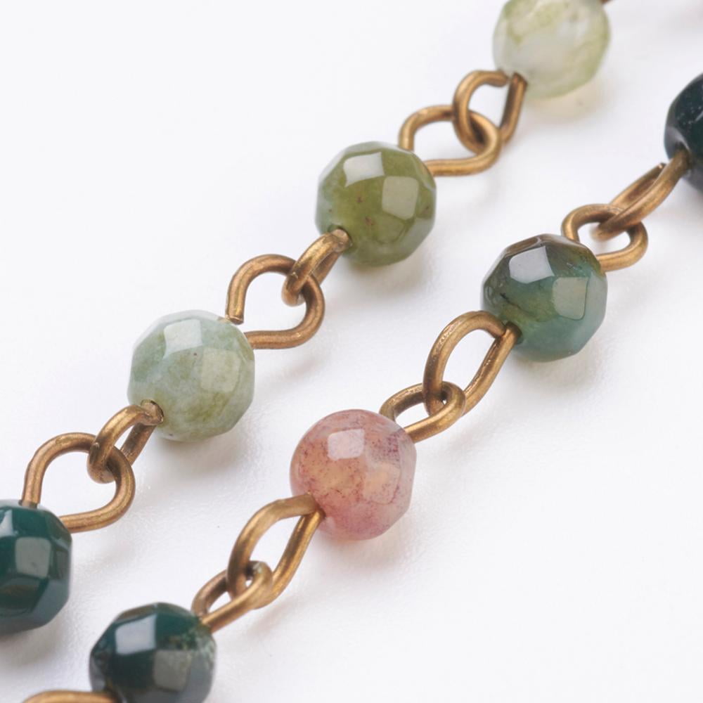 3Strand Handmade Indian Agate Beaded Chains Unwelded with Iron Eye Pin ...