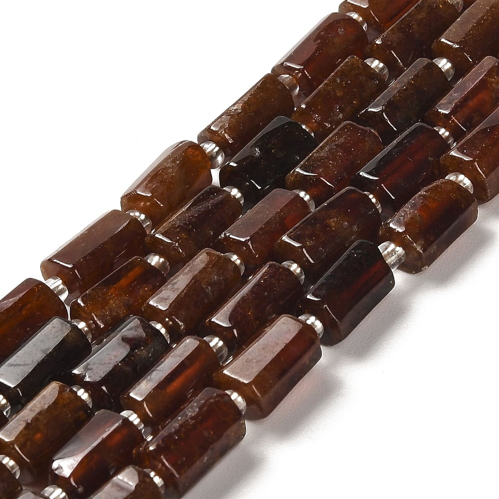 3Strand Natural Garnet Beads Strands with Seed Beads Column Faceted 8.5 ...